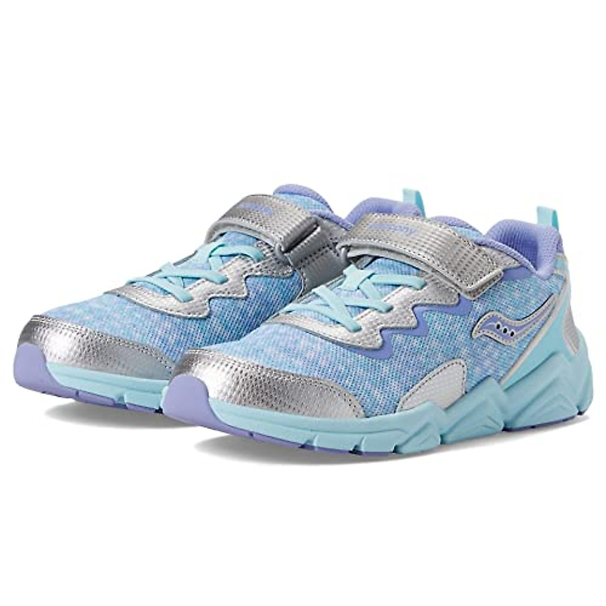 Saucony Flash Alternative Closure 3.0 Sneaker, Silver/Purple, 2 Wide US Unisex Little_Kid