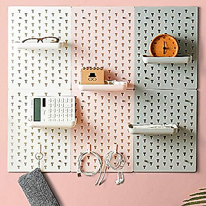 iiDesign Decorative Plastic Pegboard, EZ Mount Wall Shelf for Living Room Bathroom Kitchen Office, Wall Decor Storage Organizer (Grey)