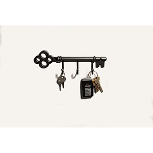 FantasHome Classic Wall Mounted Key Holder Hook Rack, Vintage Key Rack for Entryway(Bronze Grey)