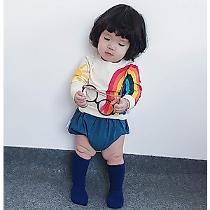 Toddler Kids Baby Girl Boy Long Sleeve Tassel Rainbow Sweatshirt Casual Shirt Pullover Tops (Beige, 12-18 Months)