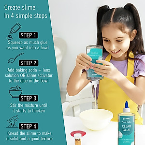 Clear Glue, Washable Liquid Glue 9 Ounces, 6 Count – Slime Glues, Art Crafts, for Home and School Glues, Dries Clear, Non-Toxic