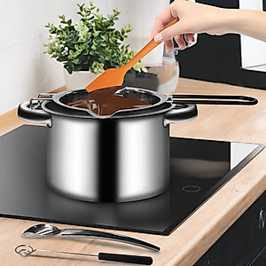 Artcome 5pcs Double Boiler Melting Pot Set - 600ML/0.6QT Chocolate Melting Pot, 1600ML/1.7QT Stainless Steel Pot, Decorating Spoons, Silicone Spatula and Dipping Tool for Melting Chocolate, Candy, Wax