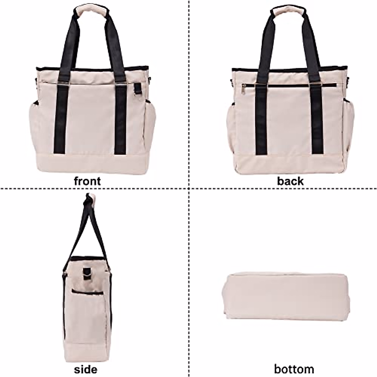 Kuston Tote Bag Waterproof Nylon Multi Pocket Shoulder Bags Laptop Work Bag Teacher Purse and Handbags for Women & Men
