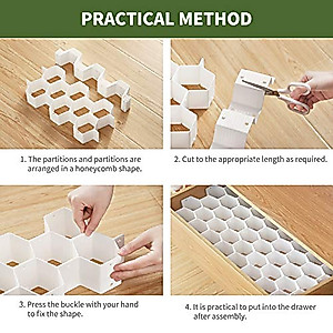 Kocuos Honeycomb Separator Adjustable Drawer Organizer Divider for Underwear Belt-Scarf Socks Organizer (White)