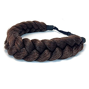 STHEJFB Bohemian Braided Headband Oversized Classic Wide Braids Adjustable Elastic Strap Synthetic Wig Headband Women's Braids Beauty Accessories (Reddish Brown)