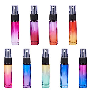 BENECREAT 9 Packs 10ml Rainbow Color Glass Spray Bottle Refillable Fine Mist Spray Bottle for Perfume Essential Oil