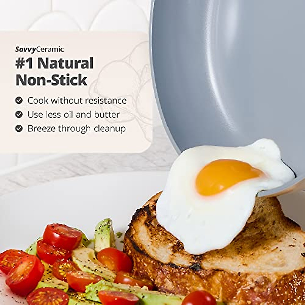 Greater Goods Party of Four Cook Kit - 10 Piece Nonstick Cookware Set for a Complete Kitchen | Non Toxic, Teflon Free Pots and Pans Work on All Cooking Surfaces, Even Induction (Birch White)