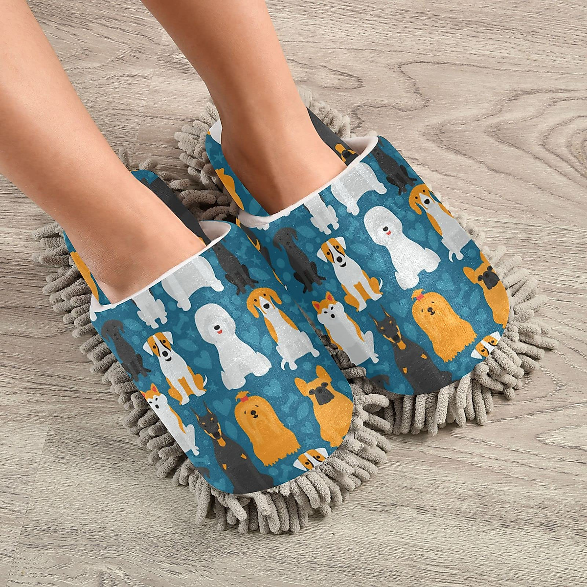 Dogs Mop Slippers Shoes Cover for Floor Cleaning Washable Dirty Dust Hair Cleaners Microfiber Mop Socks for Office House Kitchen