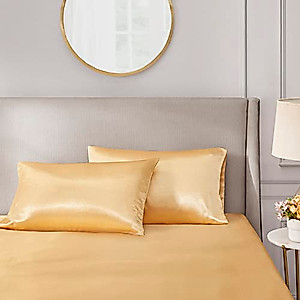 Madison Park Essentials Satin Luxury Wrinkle-Free High-Luster and Silk King Gold 2