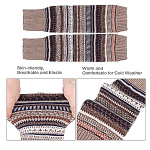 Benefeet Sox Leg Warmers for Women Girls Wool Knit Leg Warmer for Winter Bohemian Patterned Long Leg Warmer Knee High Stockings Thick Warm Footless Boot Cuffs Socks