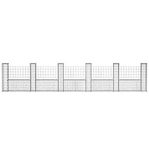 Festnight Gabion Wall U Shaped Weather Resistant Galvanized Steel Stone Basket Wire Wall Garden Edging Cage Walls Panels 224.4 x 7.9 x 39.4 Inches (L x W x H)