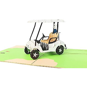 PopLife Golf Cart 3D Pop Up Father’s Day Card - Happy Anniversary, Retirement Gift, Valentine's Day card for Him, Birthday - Golfing Gift for Husband, Card for Golfers - for Son, Father, Grandpa