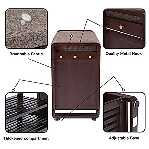 NURTUDIS Shoe Rack Bench Entryway, Bamboo Shoe Storage Stool with Removable Cushion, 2-Tier Entryway Shoe Organizer Shelf with Side Drawer & Hooks for Entryway, Living Room, Bedroom, Bathroom(Large)