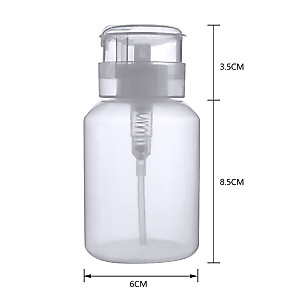 Biutee Cleaner Bottle Clear Bottle 1 PCS Push Down Empty Lockable Pump Dispenser Bottle for Nail Polish and Makeup Remover 200ml (1 PCS)