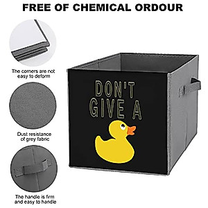 Don't Give Duck Canvas Collapsible Storage Bins Cube Organizer Baskets with Handles for Home Office Car