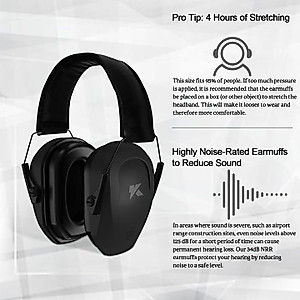 ucho NRR 34 dB Noise Reduction Ear Muffs, Hearing Protection Safety Earmuffs Professional Noise Cancelling Earmuffs for Construction Work Shooting Range Hunting-Black