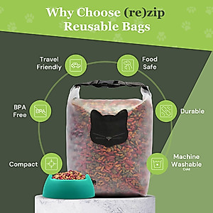 (re)zip Reusable Cat Pet Food Storage Bag | 14-Cup Capacity | Airtight Roll-Top Closure | Durable, BPA-Free PEVA | Translucent & Travel-Friendly | Keeps Kibble Fresh & Organized | Machine Washable