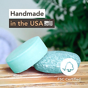 Clever Yoga Invigorating Eucalyptus Oil Shampoo and Conditioner Bar Set - 100% Vegan, Plastic Free, Sustainable, Handmade in USA, Silicone Paraben and SLS Free, Great for Travel - 2.2 Ounces