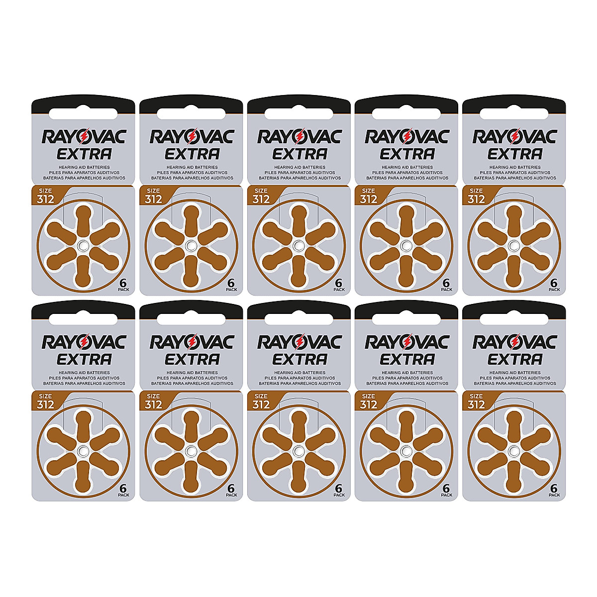 Rayovac Extra Advanced, size 312 Hearing Aid Battery (pack 60 pcs)
