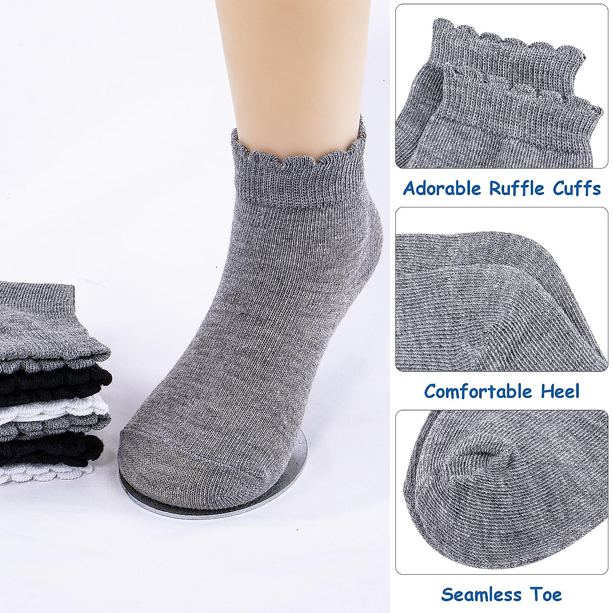 Looching 6 Pack Toddler Baby Girls Boys No Show Ankle Socks Cotton White Mesh Thin Low Cut Socks Kids 1-3Years