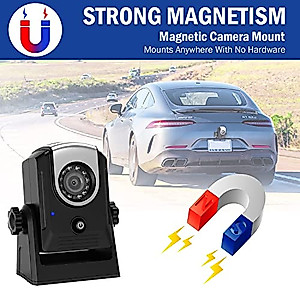 MHCABSR Wireless Backup Reversing Camera, WiFi Dash Camera Work with Phone IP68 Waterproof IR Night Vision Wide Angle Magnetic Rear View Parking Camera for Trailers Trucks RVs Camper Car