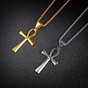 StoryEtain Ankh Necklace Coptic Ankh Cross Pendant Necklace Egyptian Jewelry Religious Ankh Necklace Christmas Gift for Women Men