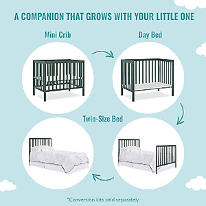 Dream On Me, Edgewood 4-in-1 Convertible Mini Crib, Olive