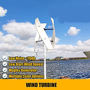 QAZNHODDS 8000W Low Noise Vertical Wind Generator Kit, 12V 24V 48V with Waterproof Charge Controller 3 Blades for Home Use Vertical Axis Wind Turbine for Home Or Camping,48v