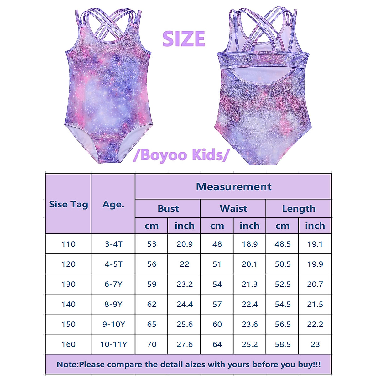 Boyoo Girls' Sleeveless Gymnastics Ballet Dance Leotard Cross Straps Back Camisole Tank Leotards