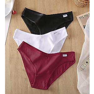 FINETOO Womens Underwear Cotton Bikini Rib Cheeky Panties Sexy V-shaped Waistband Hipster (XL)