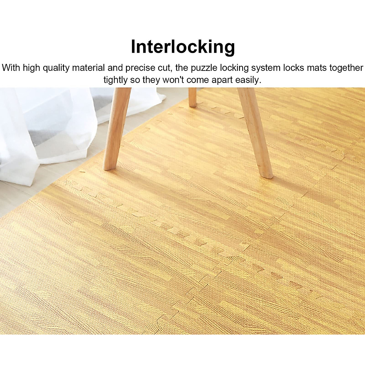 Interlocking Foam Tiles Home Floor Foam Flooring Tiles for Living Room Playroom, 24/32 Pcs 3/8" Thick Square Interlocking Exercise Foam Mats, Anti-Slip Waterproof Jigsaw Mat