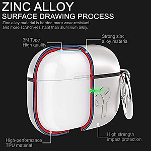 HALLEAST Compatible AirPods Pro 2 Case 2022, Alloy Metal Cover Hard Protective Skin with Keychain Clip for AirPods Pro 2/ Pro, Front LED Visible, NOT Support Wireless Charging, Silver