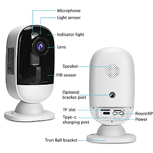 ARMIDO Outdoor Expandable Wireless Security Camera System 2PCS 3MP Wire Free Rechargeable Battery Powered Security Cameras 30ft Night Vision,PIR Motion Detection, 2-Way Audio (2-Cam Kit)
