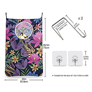 Tatenale Hanging Laundry Hamper Over Door with Stainless Steel Hooks Dirty Clothes Hamper Bag 29.5X20inch