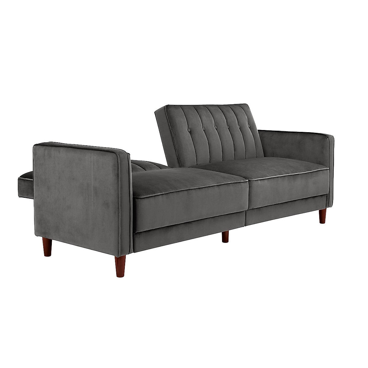 DHP Pin Velvet Convertible Sleeper Sofa in Gray