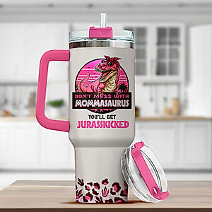 Black Mom, Mommasaurus Leopard Nutrition Facts, Tumbler 40 Oz With Handle Lid And Straw, Mom Nutrition Facts Double Wall Vacuum Leopard Coffee Hot And Iced, Mommasaurus Gifts
