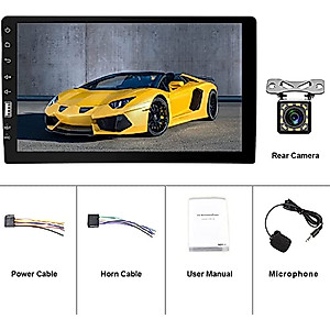 Single Din Car Stereo with Apple Carplay Android Auto , 9 Inch Touch Screen Car Radio with Mirror Link Universal Car Multimedia Player with Bluetooth FM/AM Radio EQ Setting+ Backup Camera