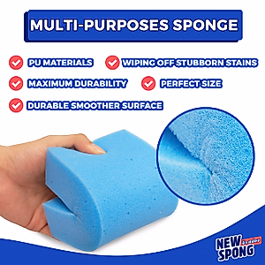 New spong New Spong - Multi-Purposes Sponge, All-Purpose Scrubbing Sponges - for a Wide Range of Textures Such as Glass, Ceramic, or car Wheels, Blue
