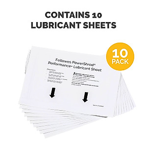 Fellowes Powershred Performance Paper Shredder Lubricant Sheets with Paper Shredder Oil Lubricant for Cross-Cut and Micro-Cut Paper Shredders, 6 x 8.50 x 0.031 Inch, 10-Pack