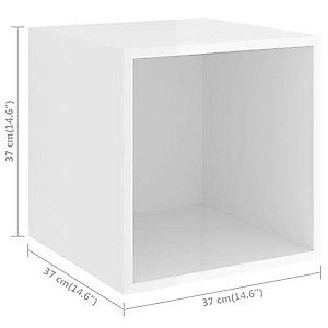 Queen.Y Floating Shelves, Wall Mounted Cube Shelves with Cabinet, Wall Hanging Storage Shelves, Home Decor Furniture, High Gloss White