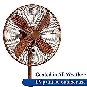 Designer Aire Oscillating Indoor/Outdoor Standing Floor Fan for Cooling Your Area Fast - 3-Speeds, Adjustable 40-51 Inches in Height, Fits Your Home Decor