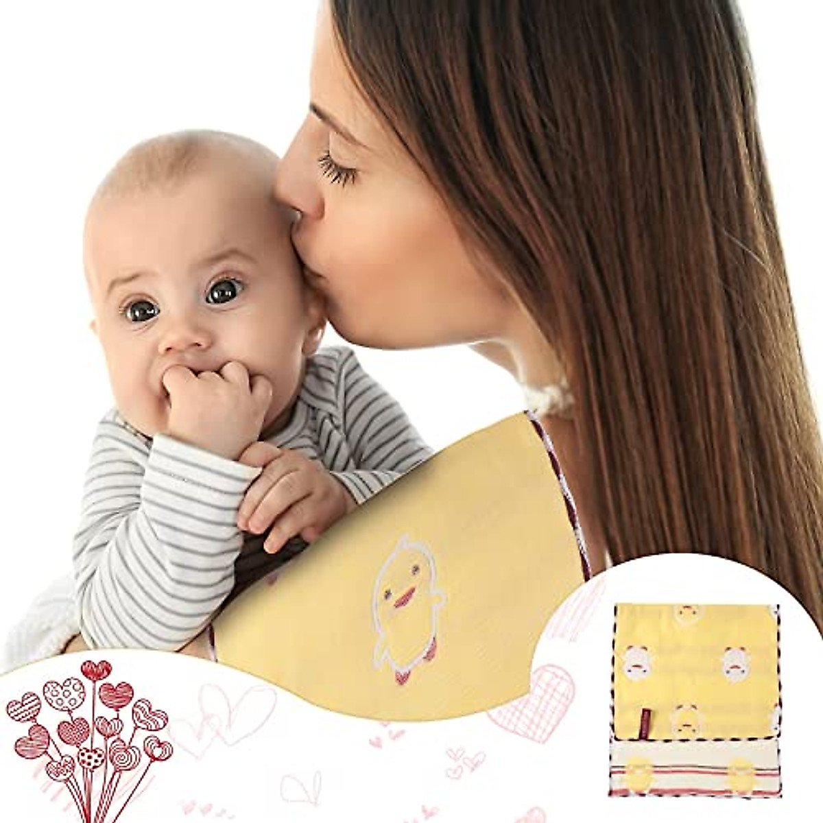 Newwiee 6 Pieces Muslin Baby Burp Cloths Infant Spit Up Thicken Burping Rags 6-Layer Absorbent Washcloths Soft Towel for Newborn Teething, 20 x 10 Inch (Fresh Color,Simple Style), SE-Newwiee-464907