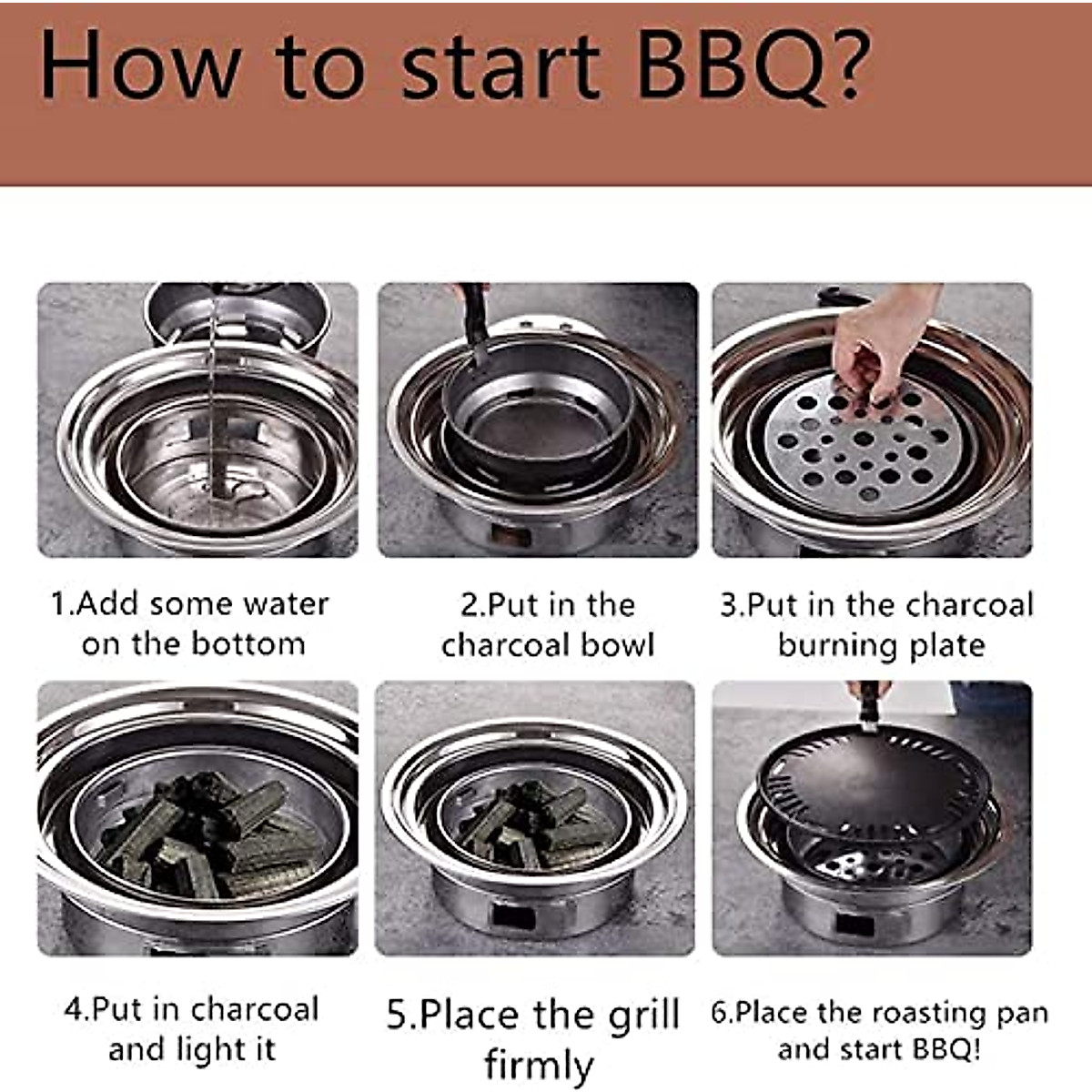 NEWCES Safety Certification 15inch Barbecue Grill Portable Table-top BBQ Grill Stainless Steel Round Barbeque Grill Charcoal Barbecues Grills for Outdoor Picnic Garden Terrace Camping Travel