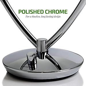 Ovente 8" Lighted Tabletop Makeup Mirror with 1X/10X Magnification, Double-Sided Magnifying Vanity Mirror, Dimmable LED Lights, 360° Swivel Design and Dual Power Supply, Polished Chrome MLT75CH1X10X