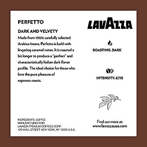 Lavazza Perfetto Single-Serve Coffee K-Cup Pods for Keurig Brewer , Dark and Velvety Roast, 10-Count Boxes (Pack of 6)