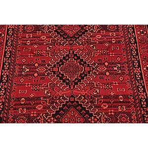 Unique Loom Tekke Collection Over-Dyed Saturated Traditional Torkaman Area Rug, 2 ft 7 in x 10 ft, Red/Black