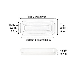 LEMMOM 5 Pack 9'' X 4'' Rectangle Clear Plastic Plant Saucer, Plant Drip Trays for Indoor and Outdoor Plants, Window Sill Shelf Saucer