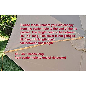 BELLRINO DECOR 7.5 ft 6 Ribs Replacement STRONG & THICK Umbrella Canopy for (Canopy Only) - ORANGE