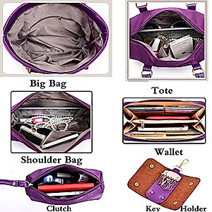 FiveloveTwo Womens Ladies 6 Pcs Handbag Set Hobo Top Handle Bag Totes Satchels Crossbody Shoulder Bags and Purse Clutch