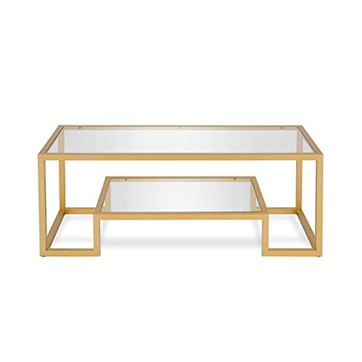 Henn&Hart 45" Wide Rectangular Coffee Table in Brass, Modern coffee tables for living room, studio apartment essentials